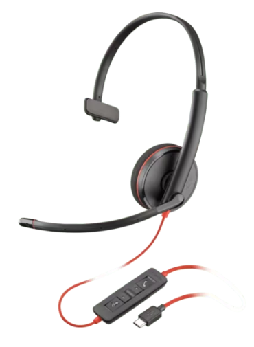 Wellent 偉倫 | Poly Blackwire 3210 頭戴式耳機 Usb-TypeC w/Mic (Black) #8X214AA