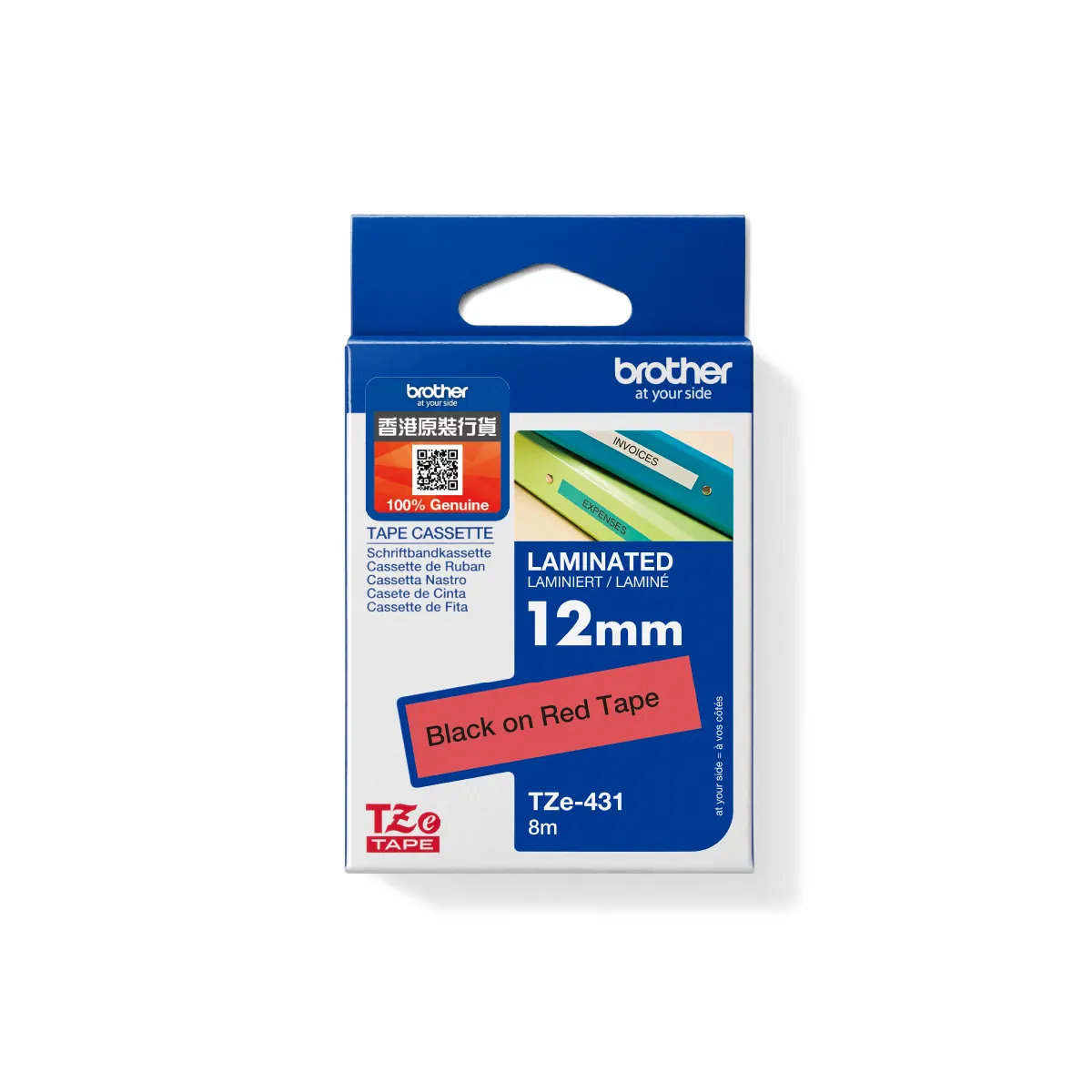 Wellent 偉倫 | Brother TZe Tape Label 12mm 紅底 黑字 #TzE-431